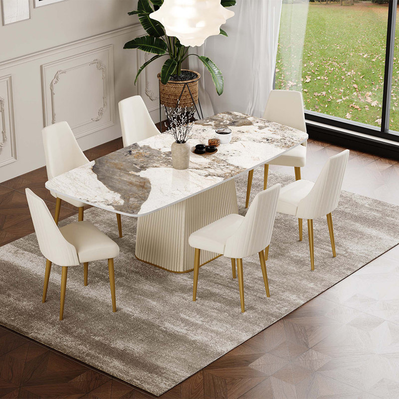 White pedestal rectangular dining table store
